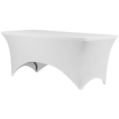 Rectangular table with white stretch cover - Creative Cater Event Rentals